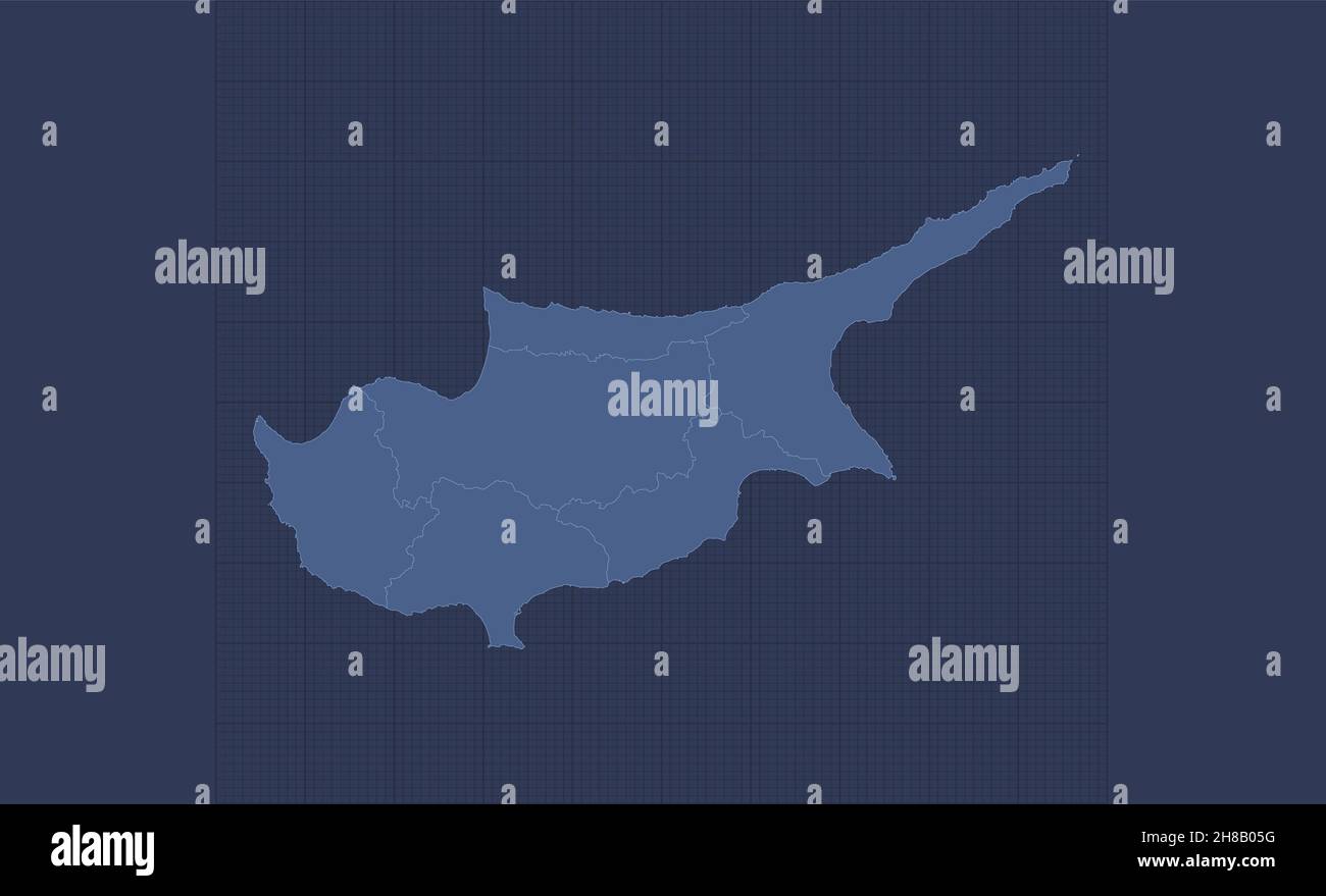 Cyprus map, separate regions, infographics blue flat design, blank ...