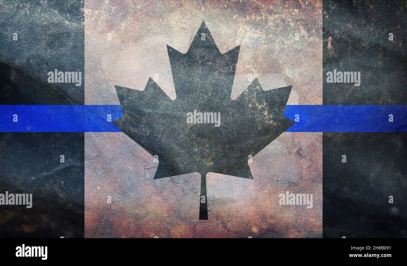 Top view of Blue Line, Canada flag, no flagpole. Plane design, layout ...