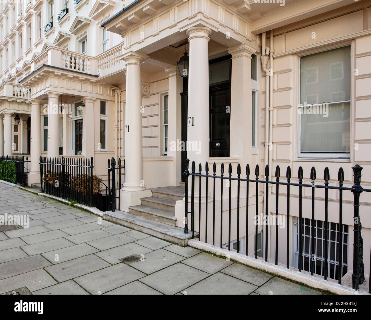 Frontage of Eaton Square, Belgravia, upmarket area of London largely ...