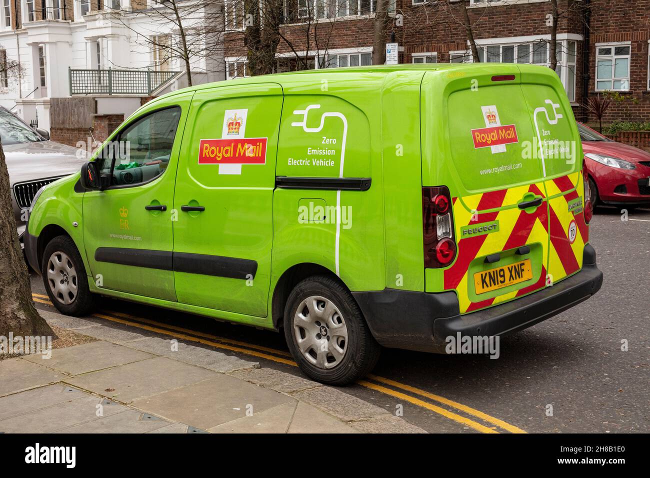 Green Peugeot electric zero emission Royal Mail van, parked in South ...