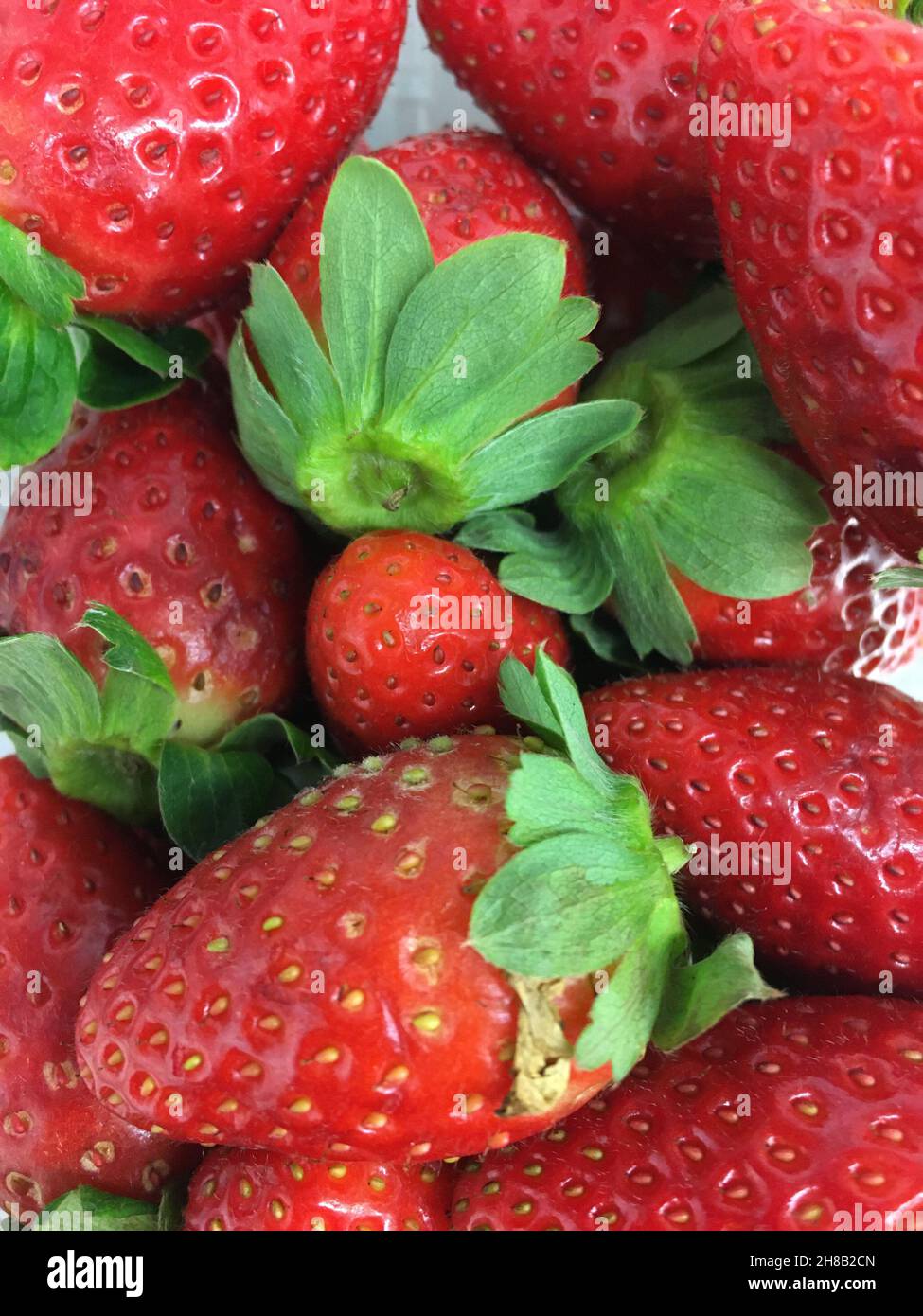 Pile of strawberries on display in a grocery store in Georgia Stock ...