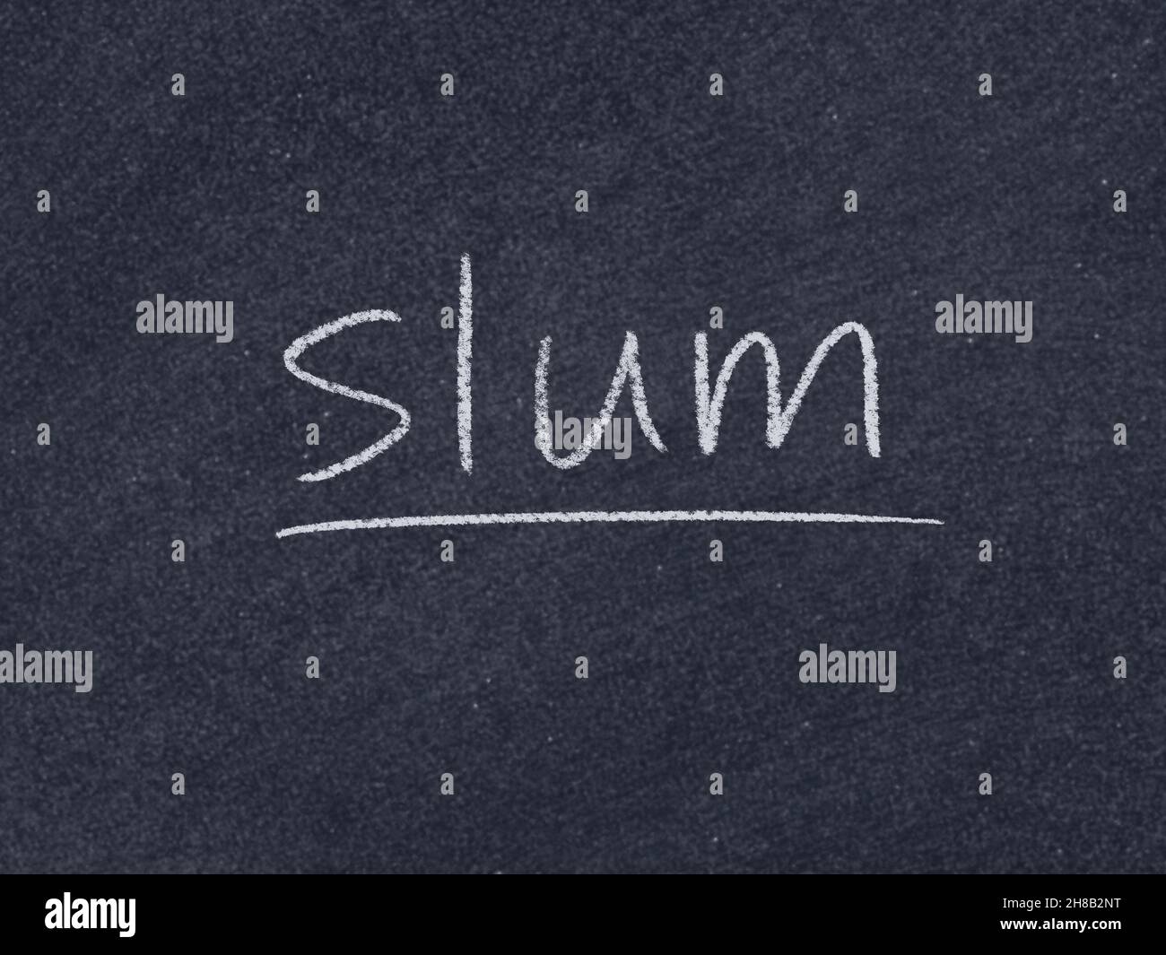 slum concept word on blackboard background Stock Photo - Alamy