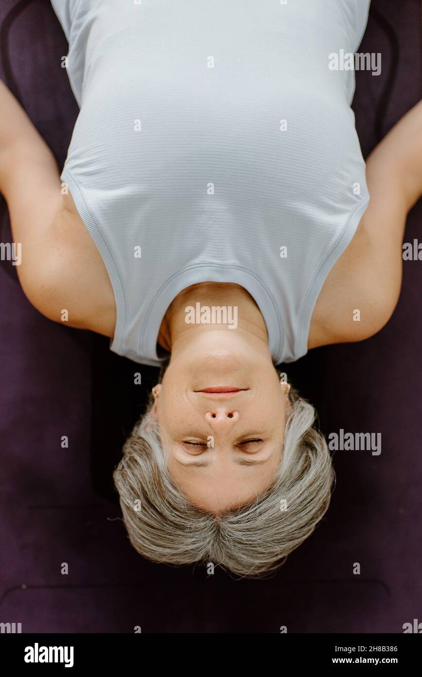 Overhead view mature woman on hi-res stock photography and images - Alamy