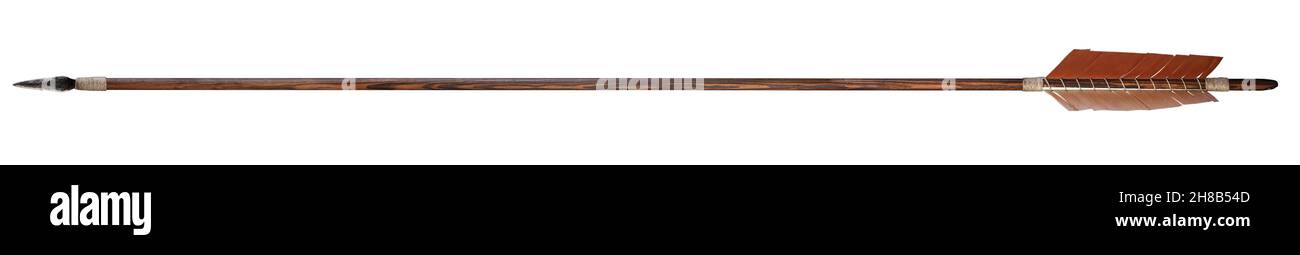 Traditional target medieval wooden arrow with steel arrowhead and ...