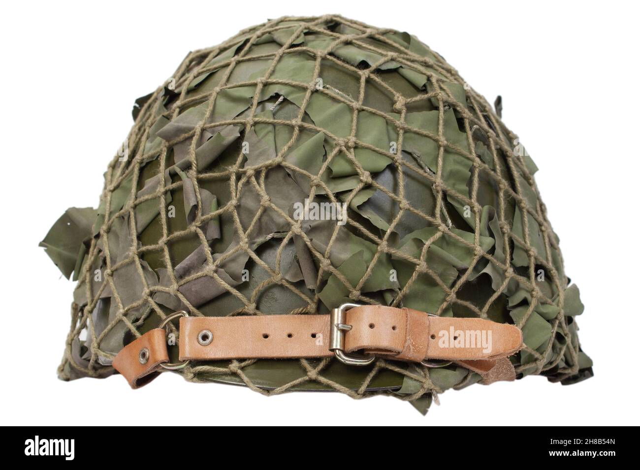 soviet army steel helmet with camouflage cover isolated on a white ...