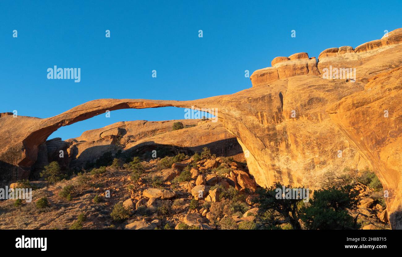 Panorama of Landscape Arch, the longest arch in the world, photographed ...
