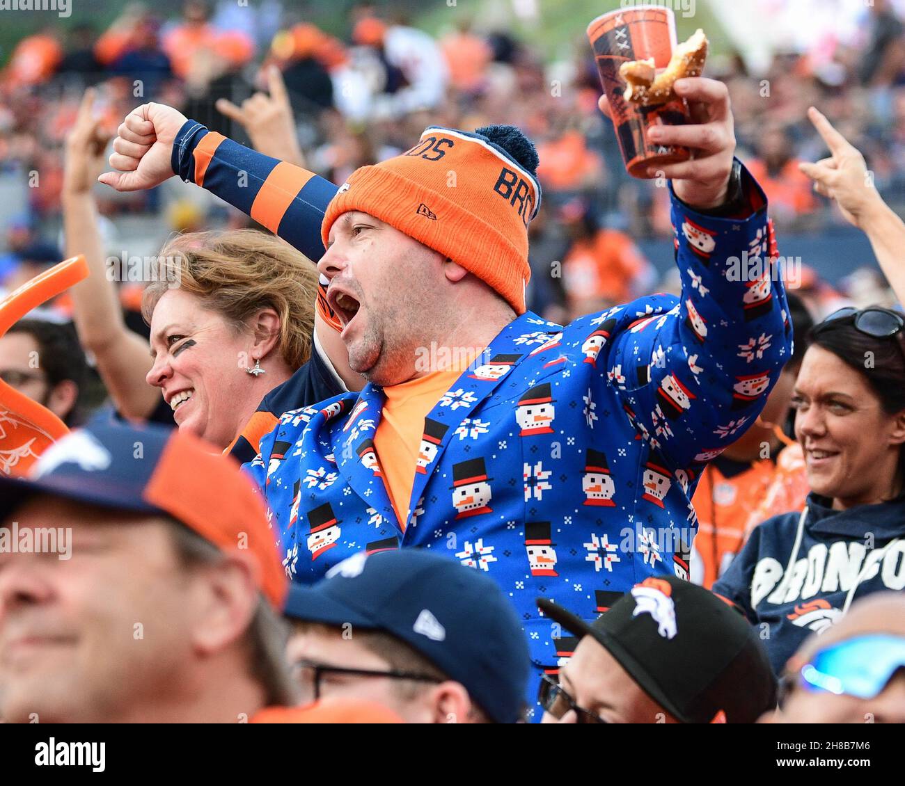 November 28, 2021: Broncos fans cheer on the home team in the first ...