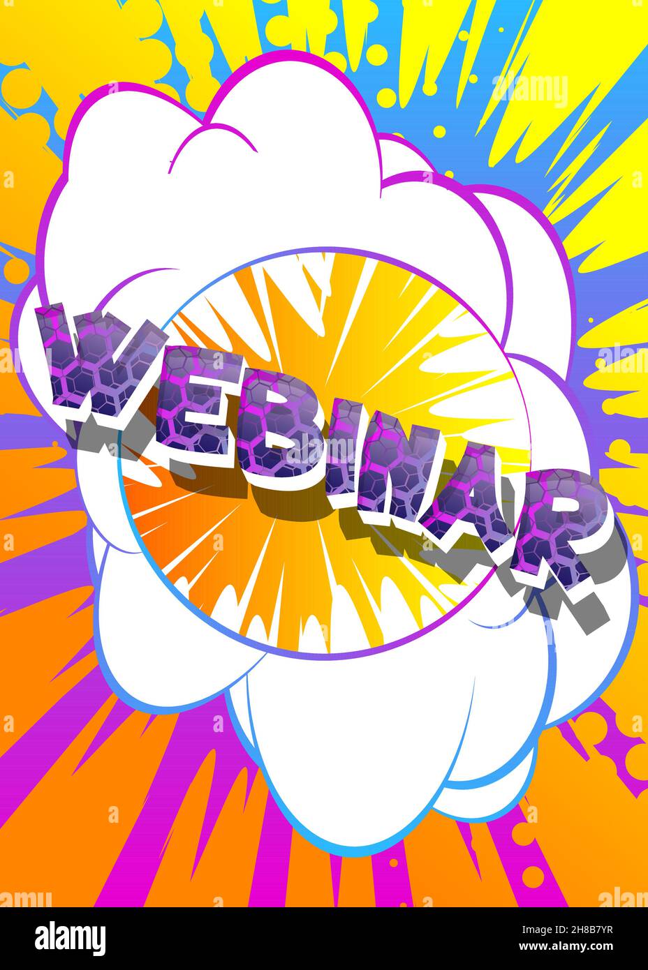 Webinar. Comic book word text on abstract comics background. Retro pop ...