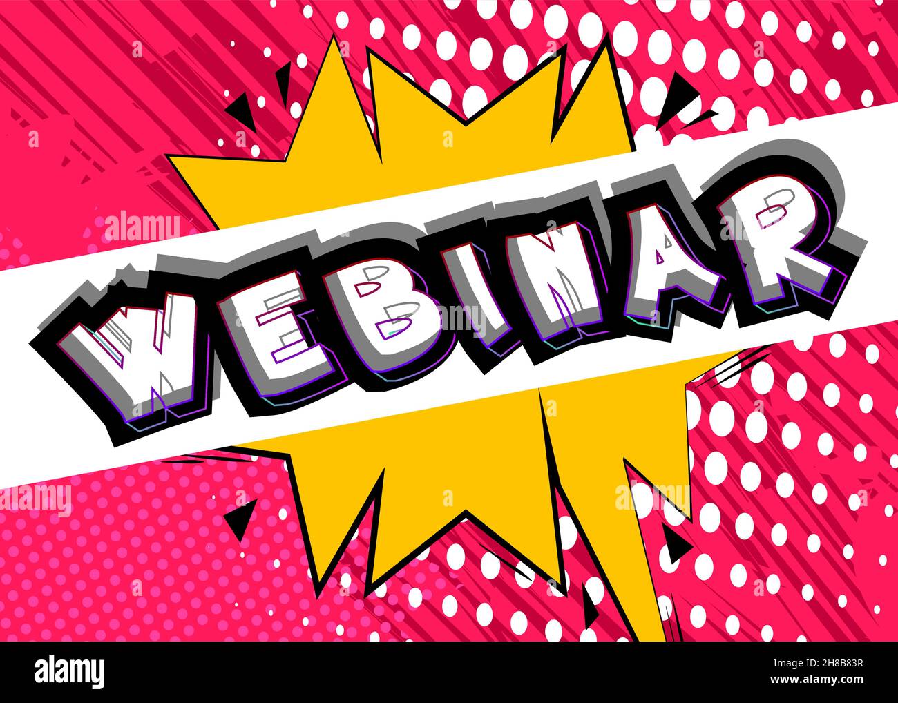 Webinar. Comic book word text on abstract comics background. Retro pop ...