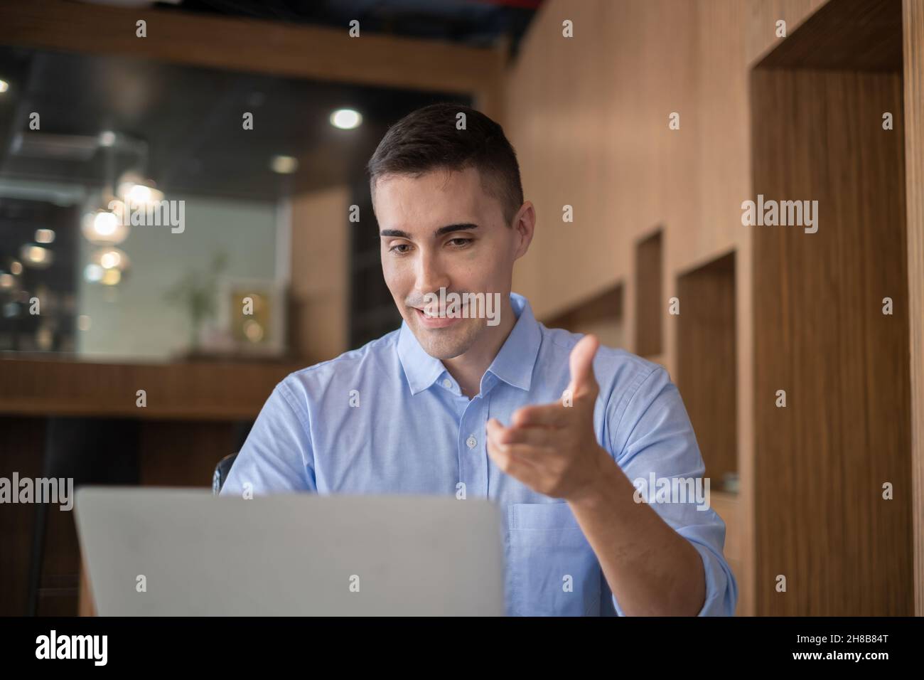 Online video conference and Digital meeting. Businessman discussing ...