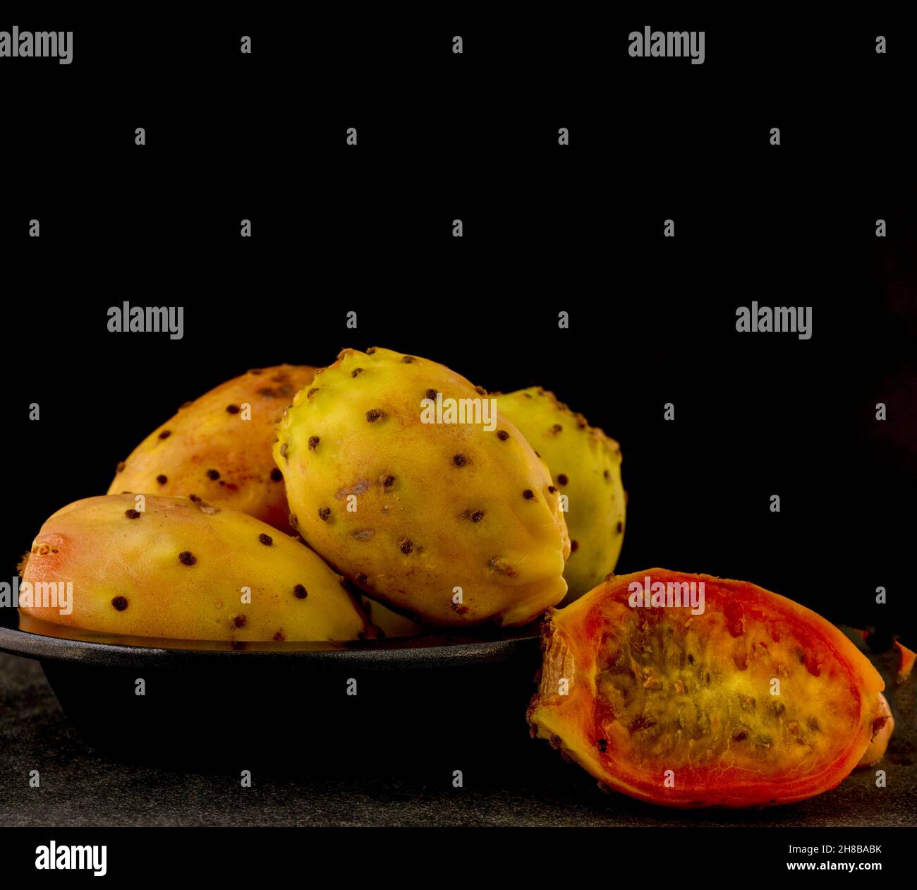 Delicious and colourful Prickly Pear Fruit close up still-life, high ...