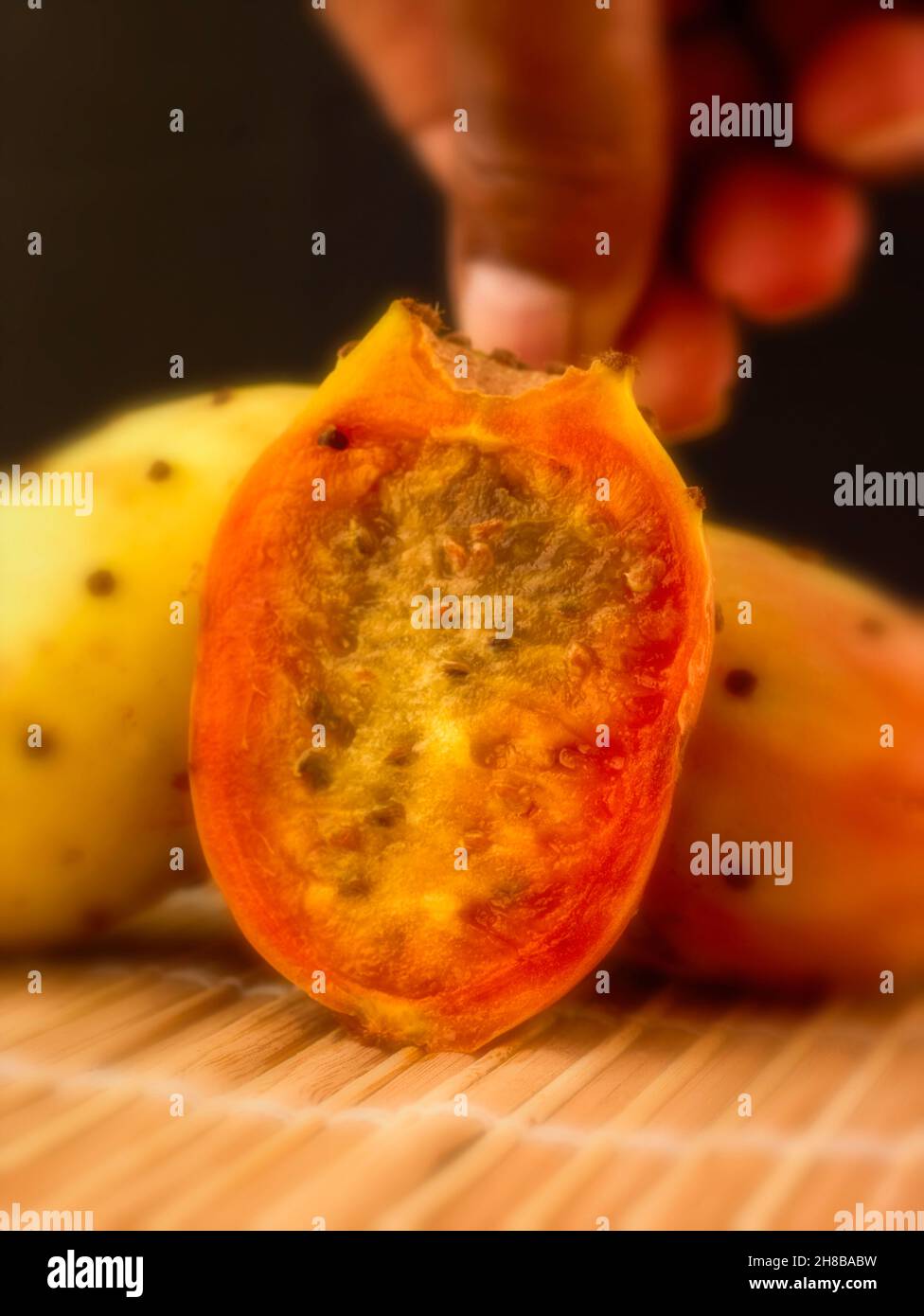 Delicious and colourful Prickly Pear Fruit close up still-life, high ...