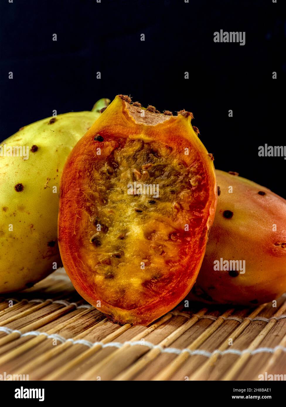 Delicious and colourful Prickly Pear Fruit close up still-life, high ...