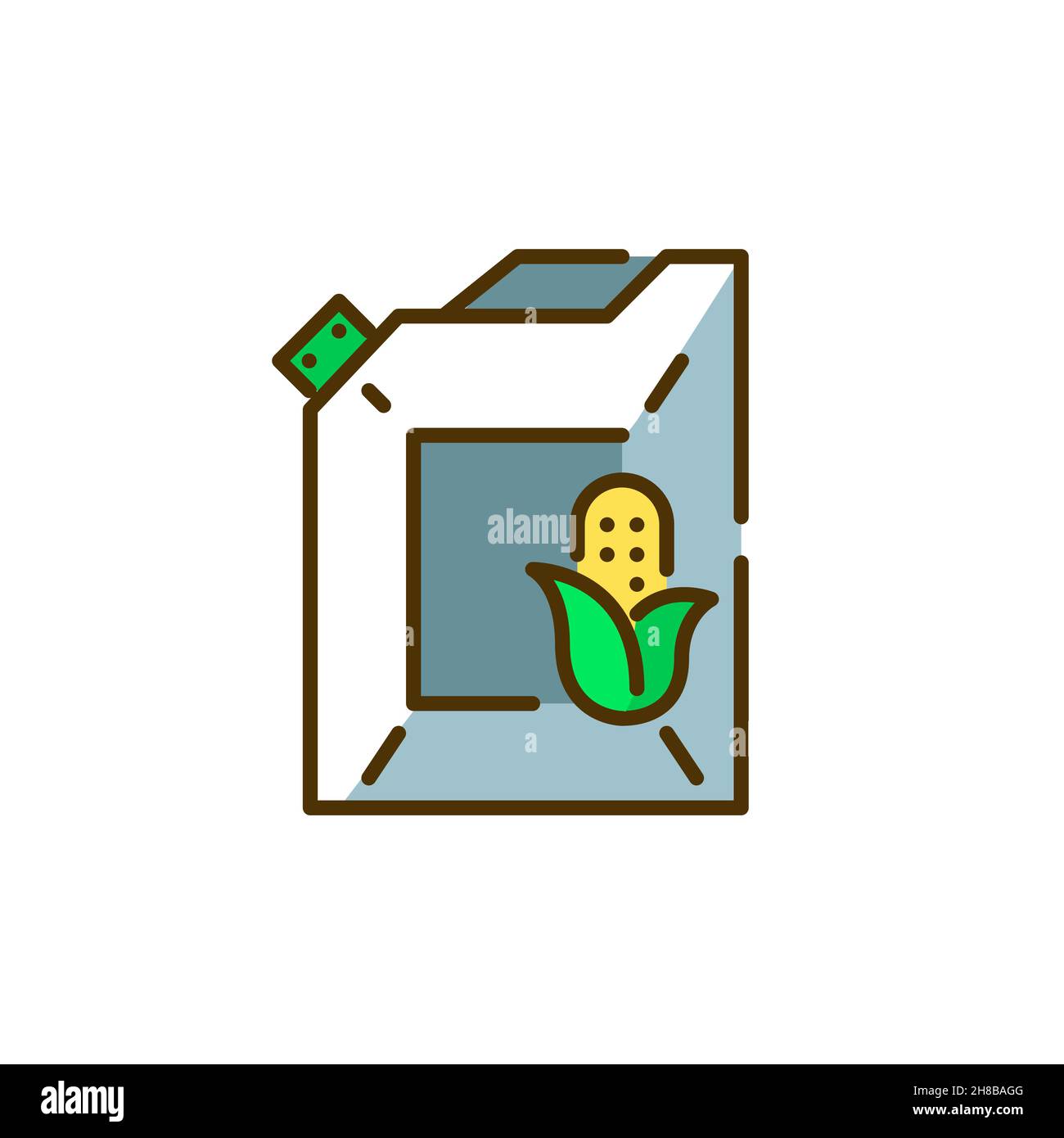 Bio energy. Gasoline tank with a corn. Pixel perfect, editable stroke ...