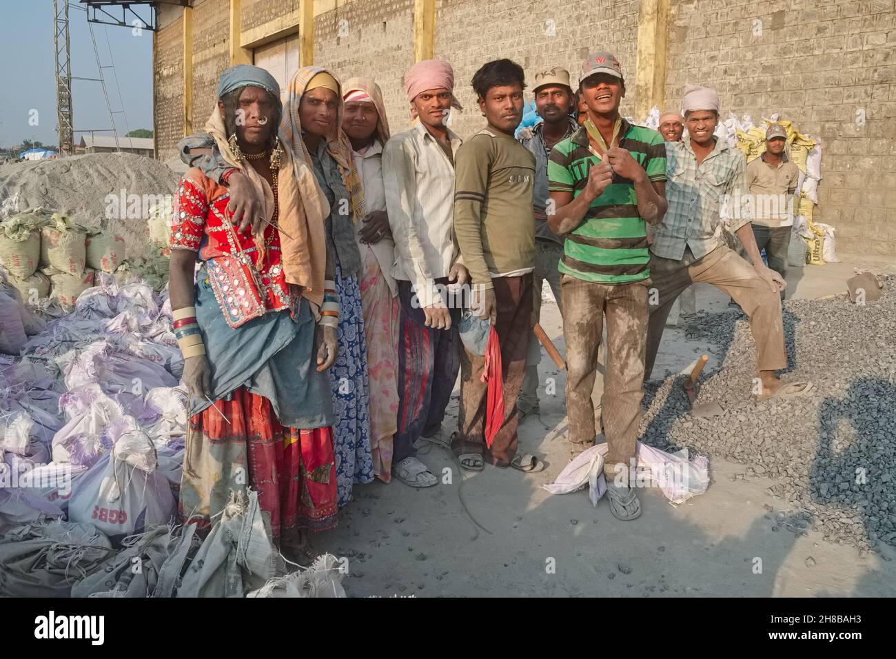 A group of Indian migrant workers from various regions of Karnataka ...