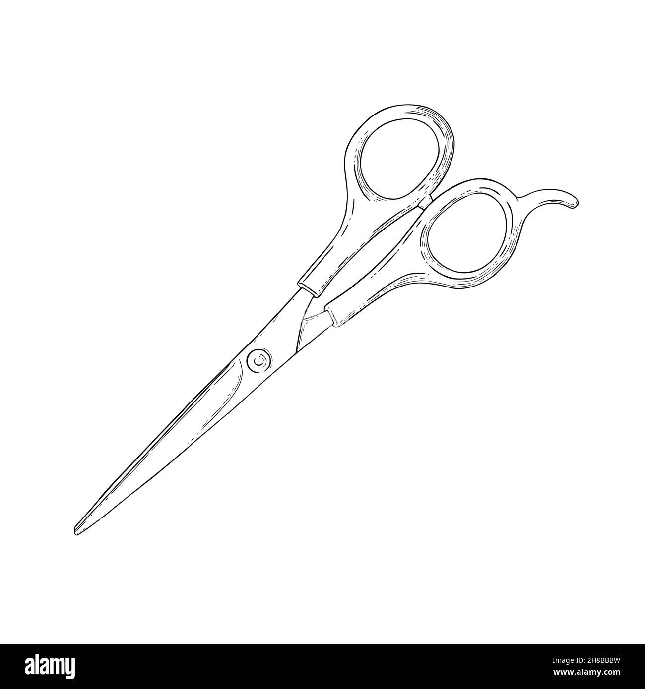 Scissors sketch. Hairdresser shears tool. Vector illustration isolated ...