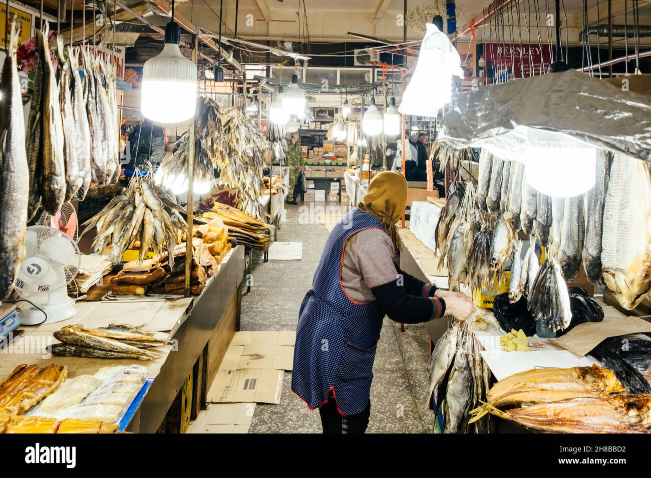 Makhachkala, Russia - October, 2021: fresh fish sold in the food market ...