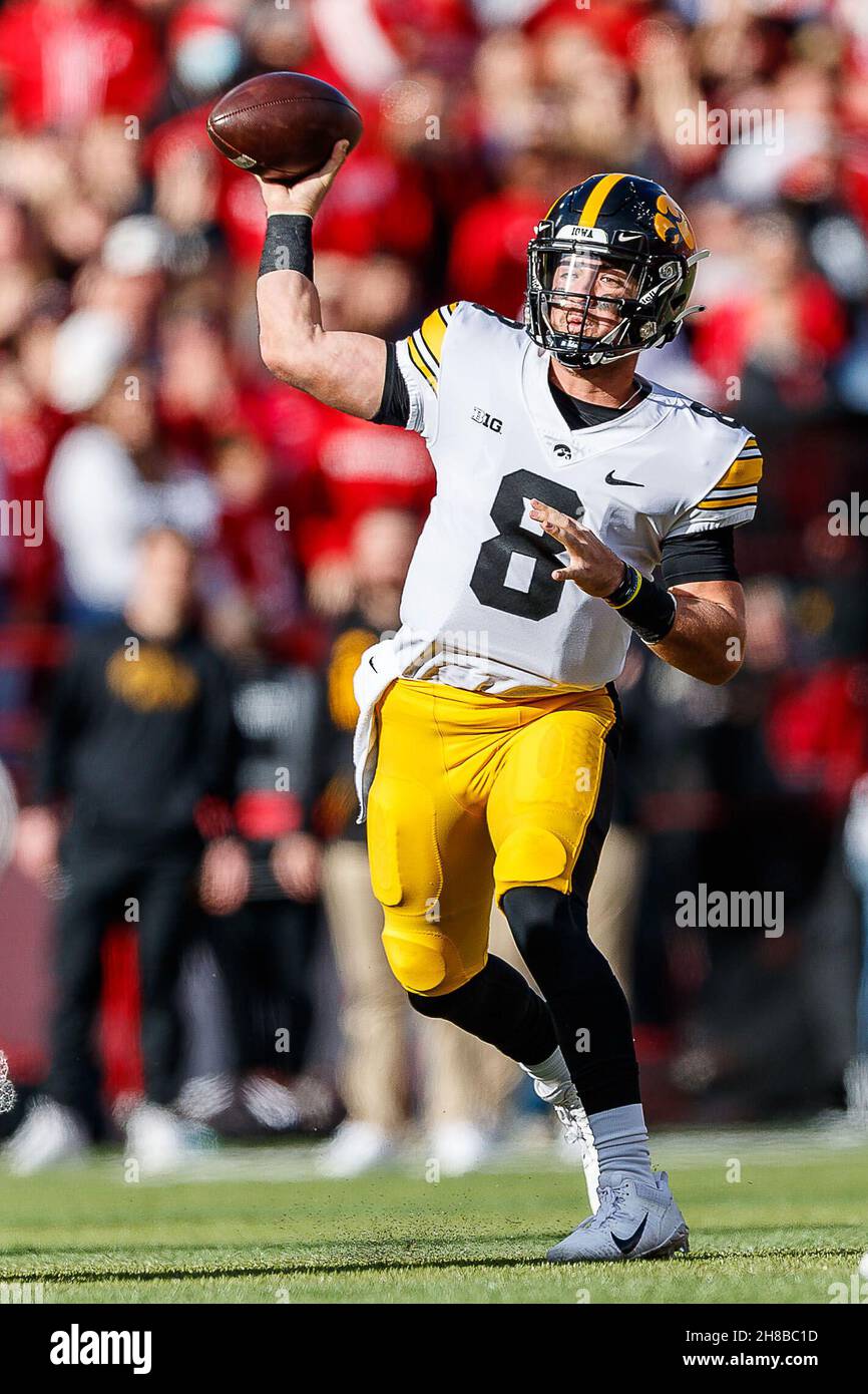 November 26, 2021 - Lincoln, NE. U.S. - Iowa Hawkeyes quarterback Alex ...