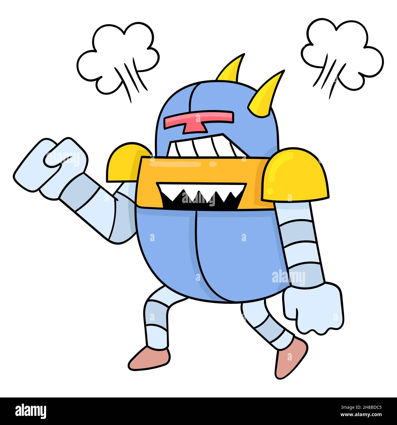 robot is overheating angry hot, vector illustration art. doodle icon ...