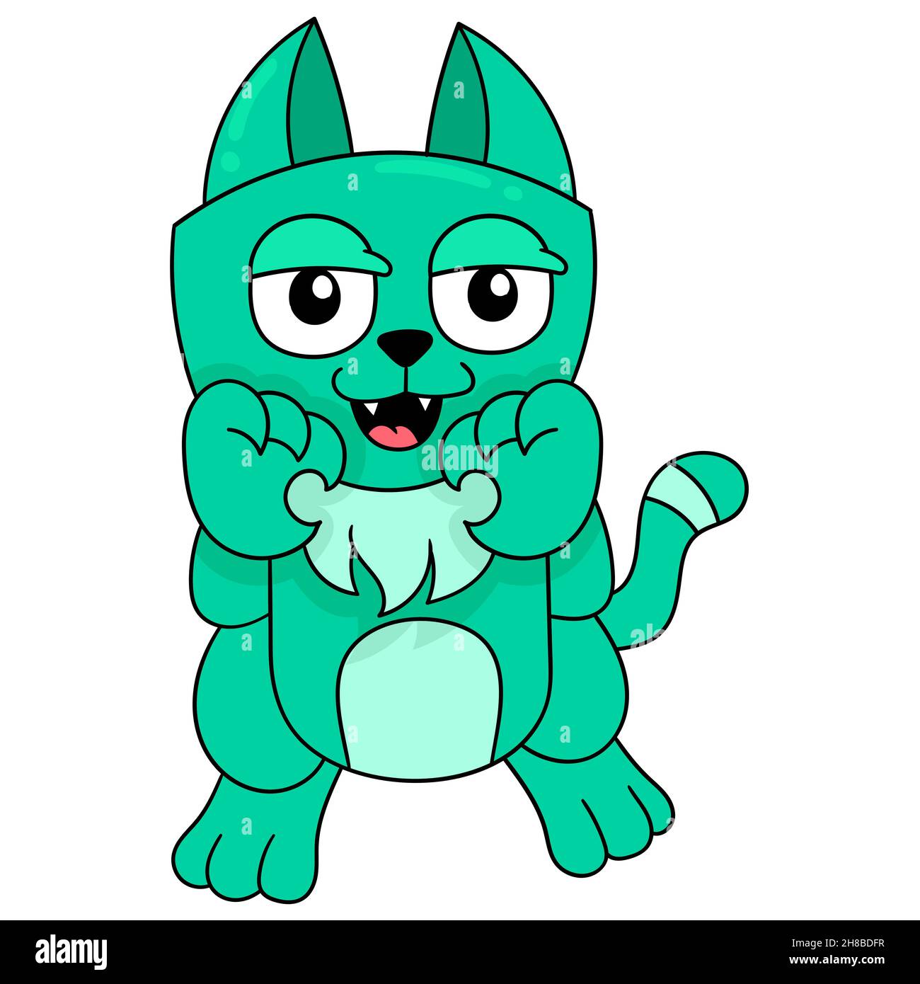 cute cat with sharp nails, vector illustration art. doodle icon image ...