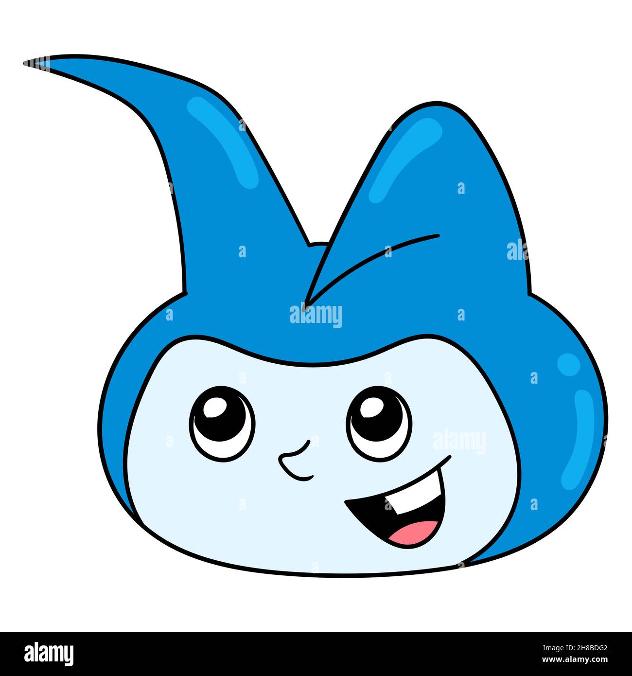 cute monster head is smiling, vector illustration carton emoticon ...