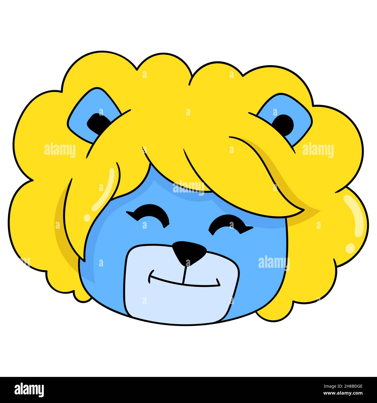 happy smiling blonde haired bear head, vector illustration carton ...
