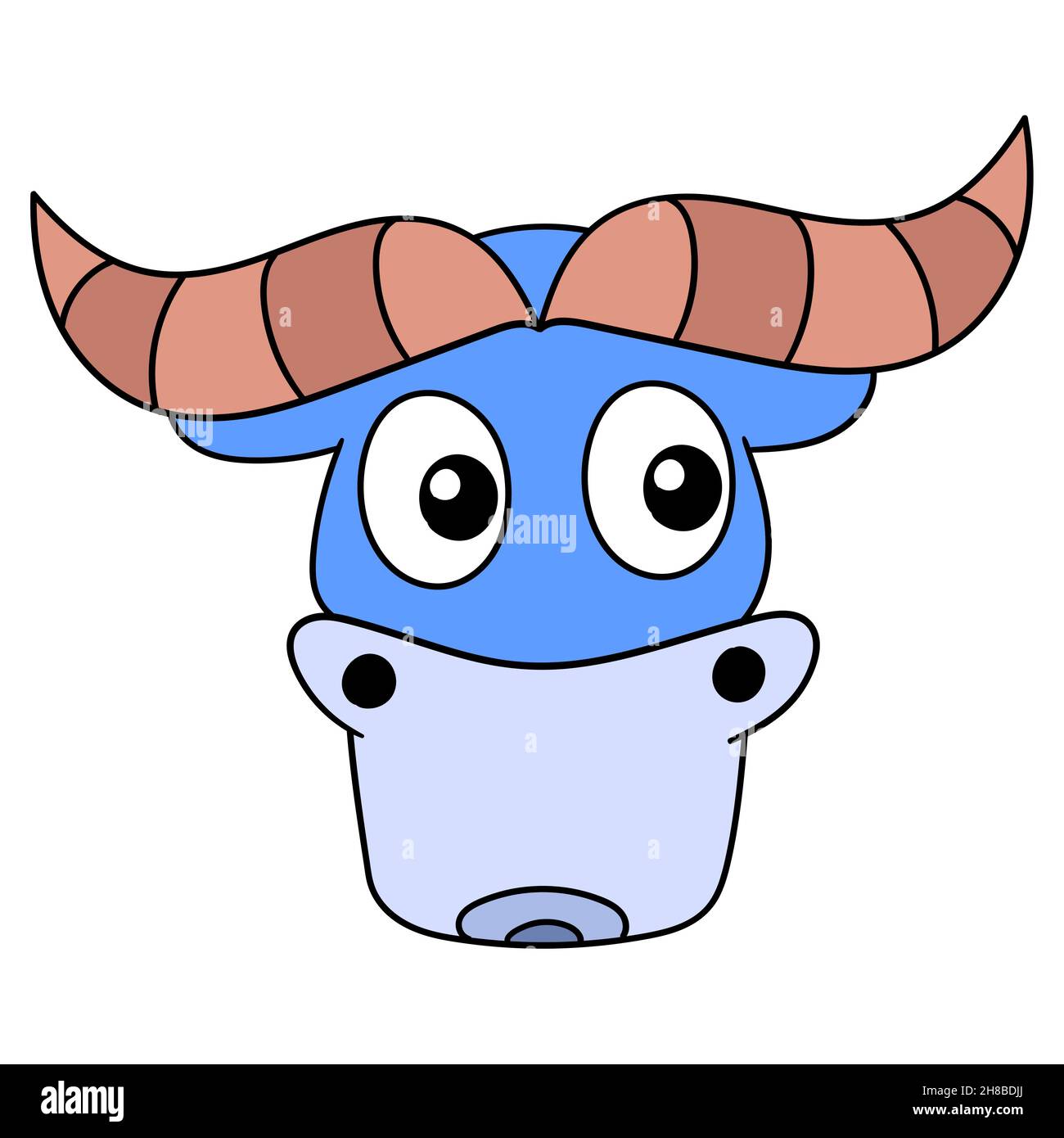 Innocent faced buffalo head gawking, vector illustration carton ...