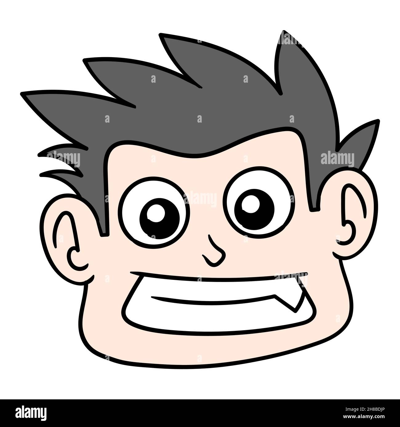 boy head smiling smirk mocking, vector illustration carton emoticon ...