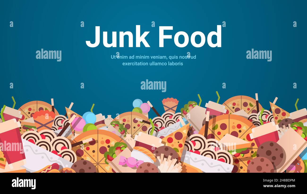 set different junk food assortment of fast food unhealthy nutrition ...