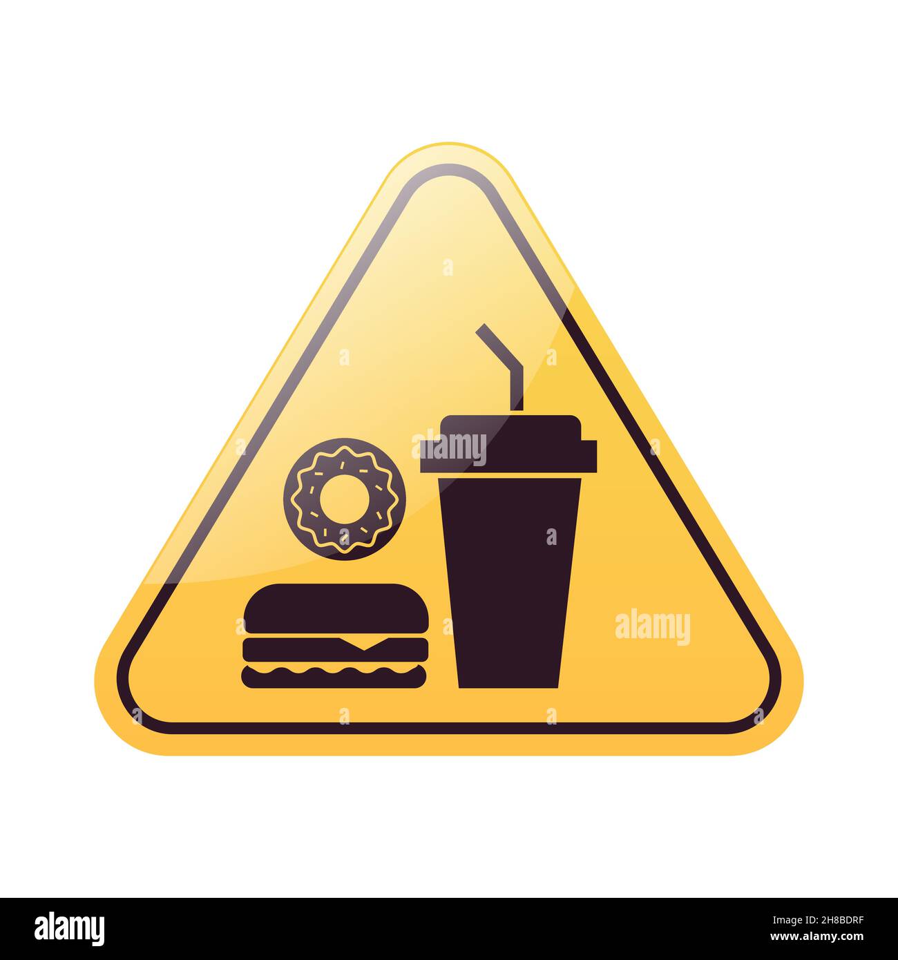 no junk food yellow triangle sign fast food unhealthy nutrition concept ...