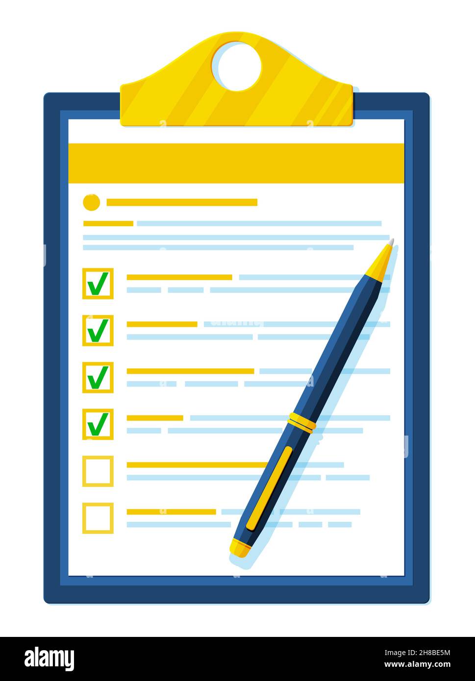 Clipboard with Checklist and Pen Stock Vector Image & Art - Alamy