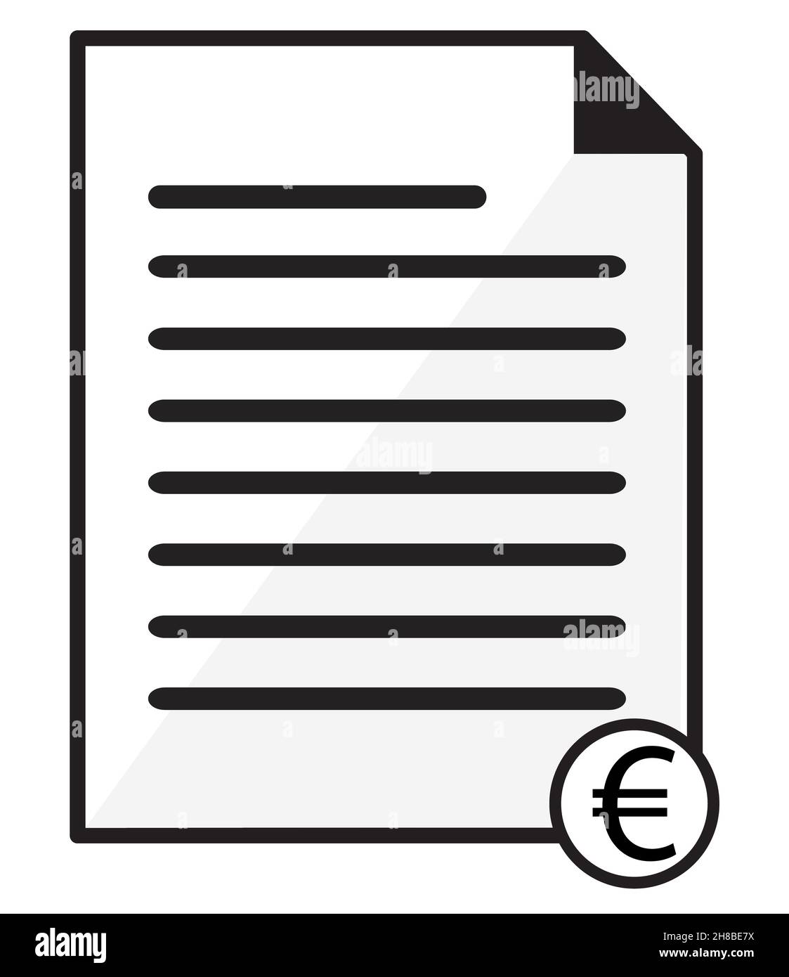 paper document and money euro sign icon on white background. payment ...