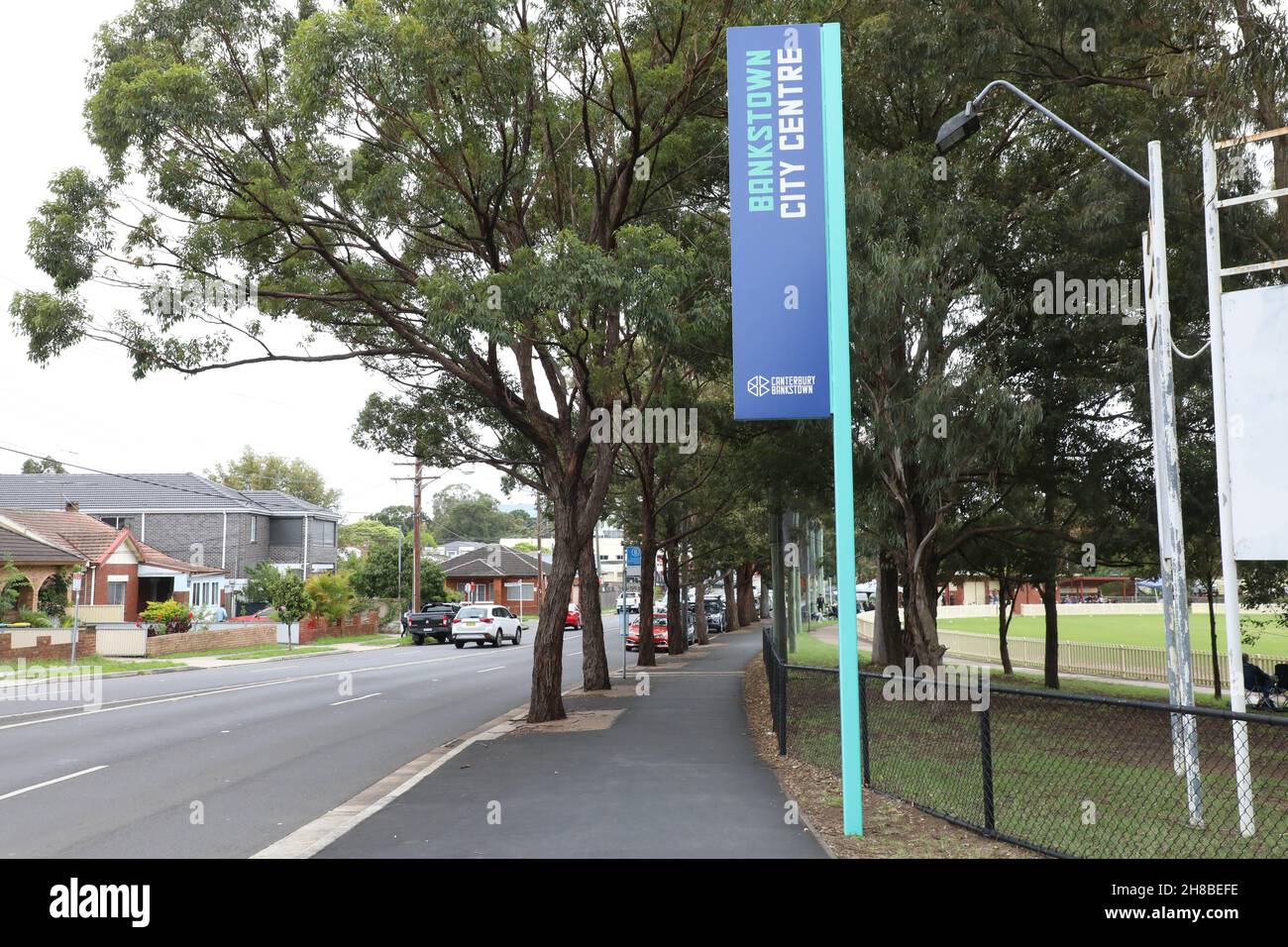 Bankstown City Centre sign on Chapel Road South Stock Photo - Alamy