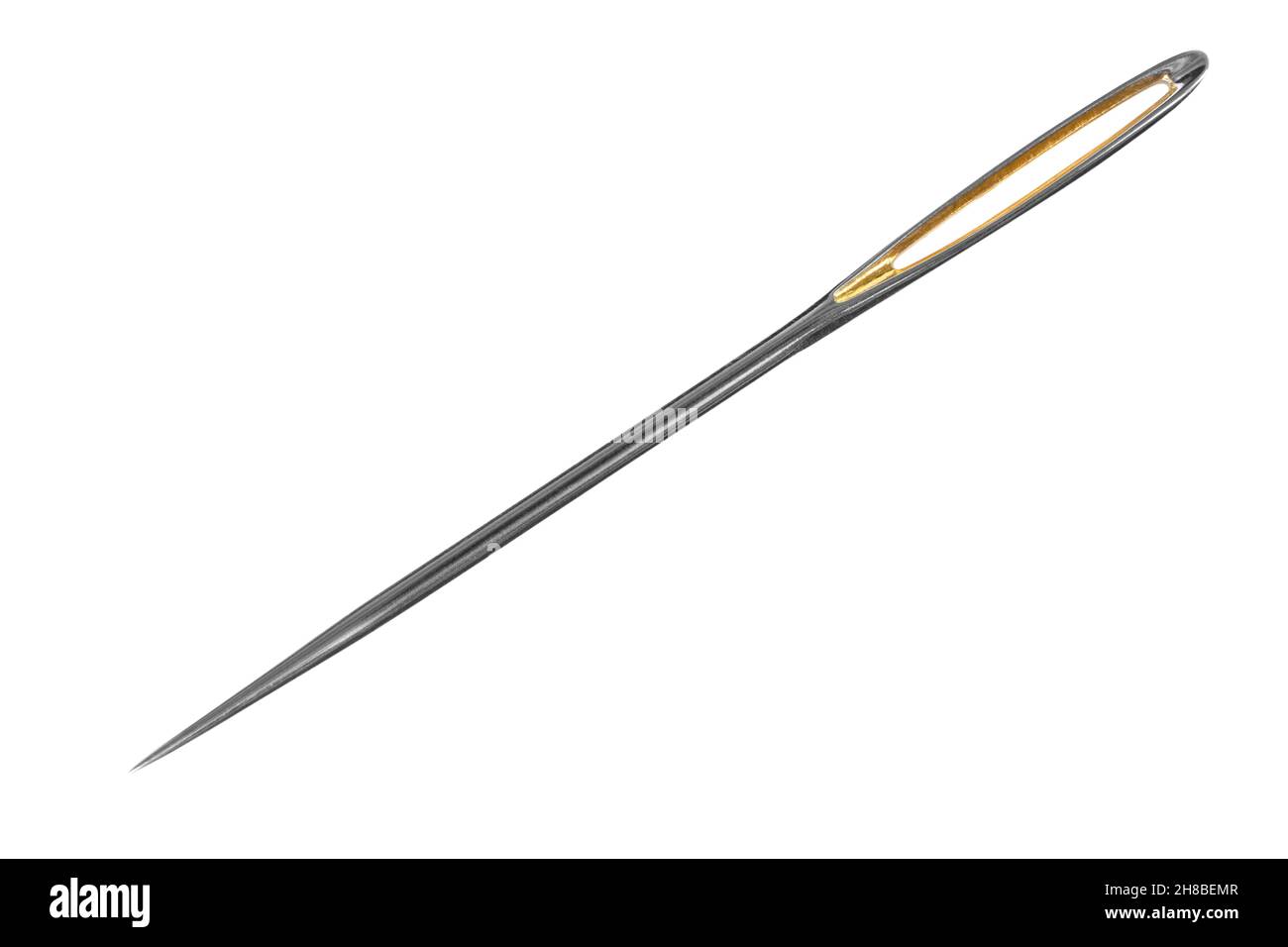 Sewing needle isolated on white background with clipping path. Top view ...