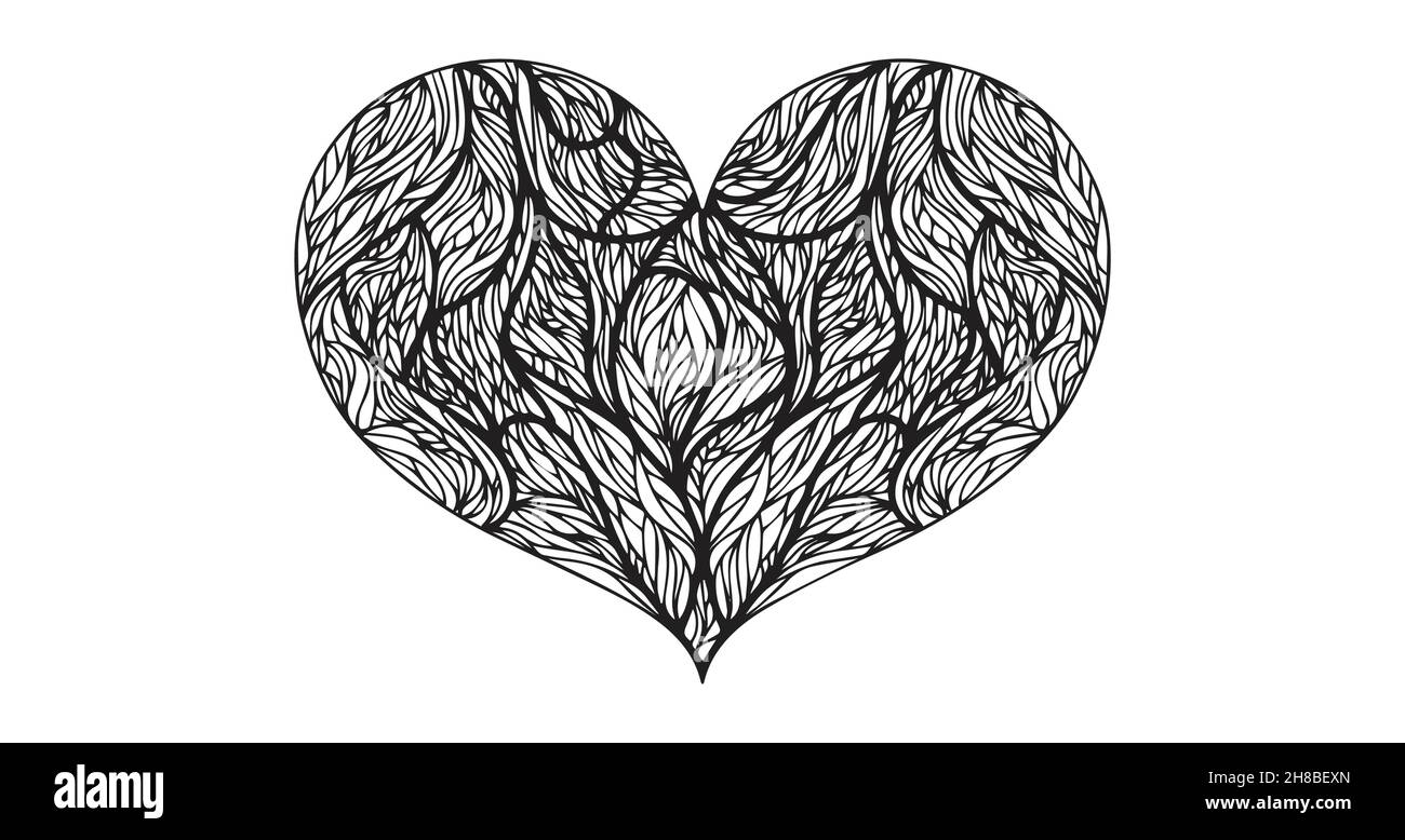 heart shaped thin lines natural form valentine's day element Stock ...