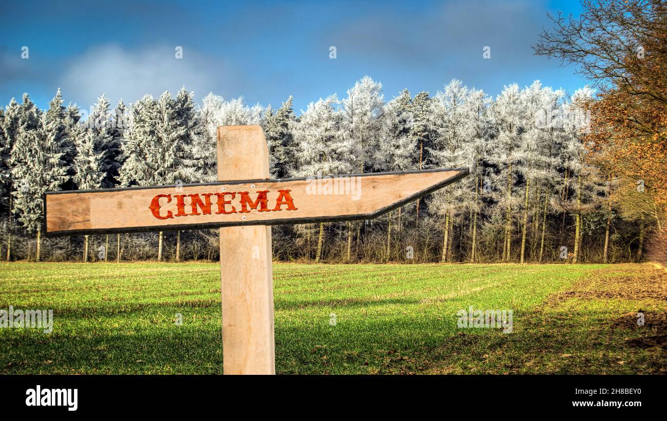 Street Sign the Direction Way to Cinema Stock Photo - Alamy