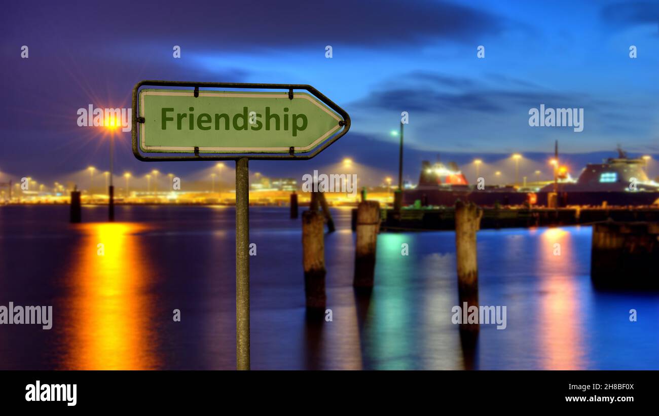 Street Sign the Direction Way to Friendship Stock Photo - Alamy