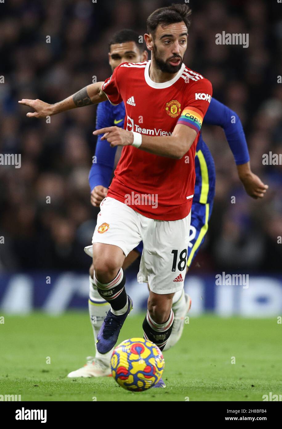 London, England, 28th November 2021. Bruno Fernandes of Manchester ...