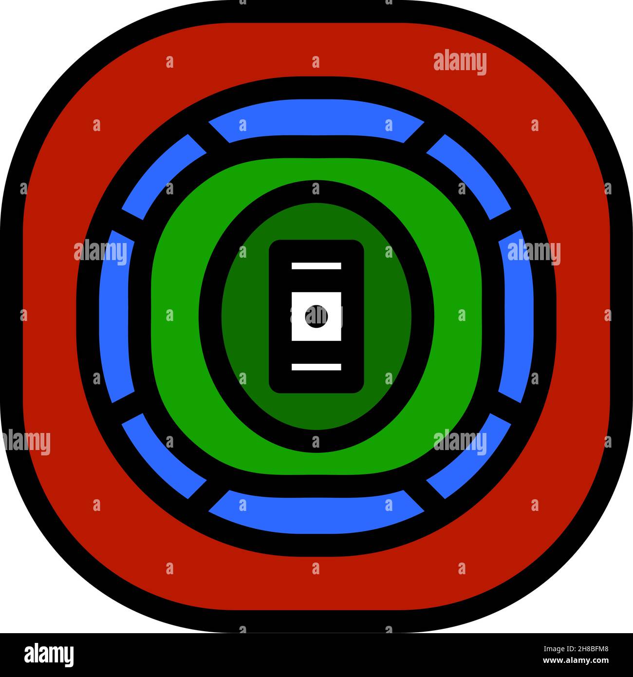 Cricket Stadium Icon. Editable Bold Outline With Color Fill Design ...