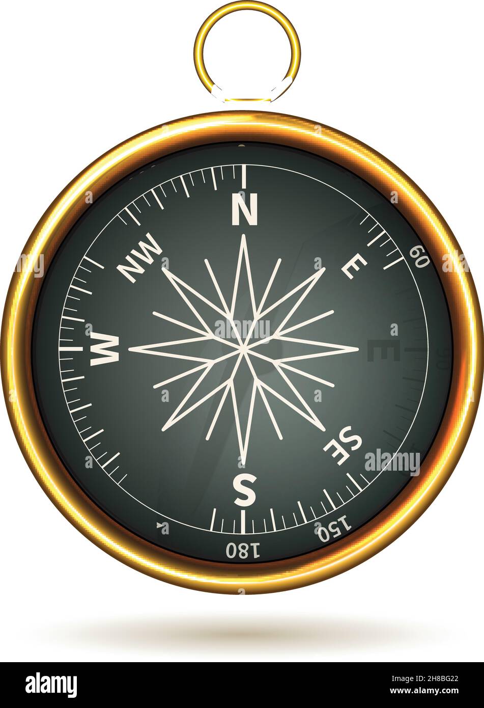 Compass realistic retro marine instrument isolated on white background ...