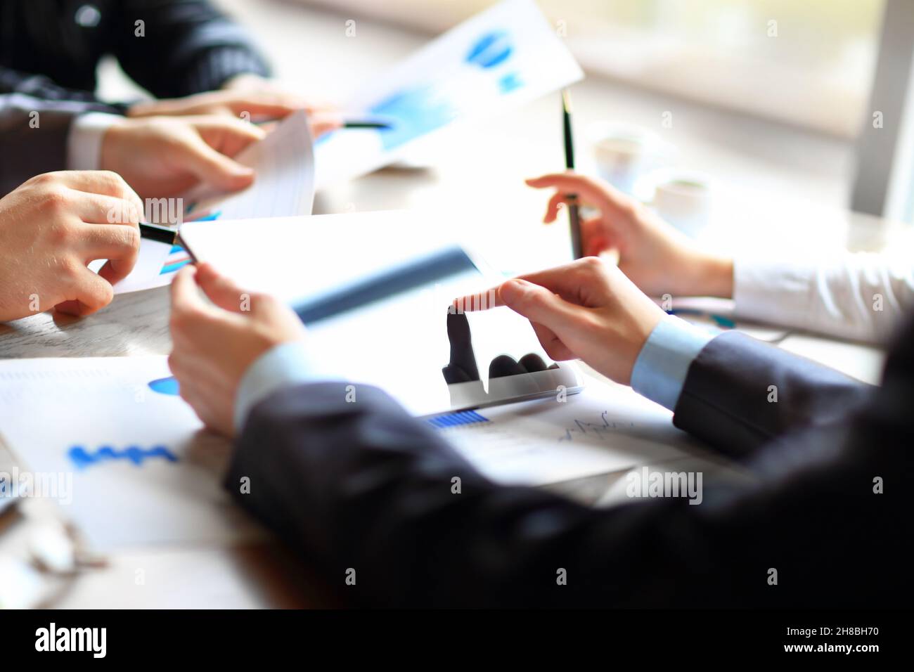 Hands of people working with tablet computer. Technology Stock Photo ...