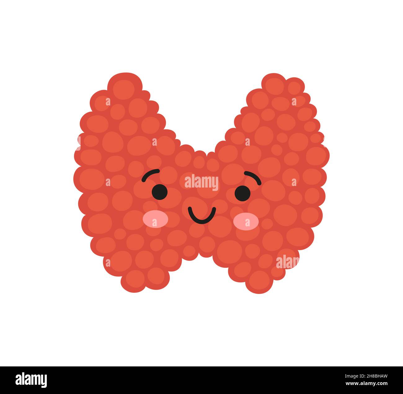 Happy kawaii thyroid gland character. Drawing of a smile thyroid gland ...