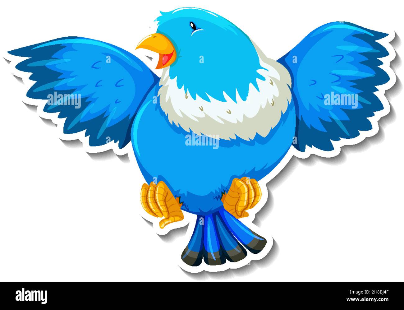 Cute blue bird animal cartoon sticker illustration Stock Vector Image ...