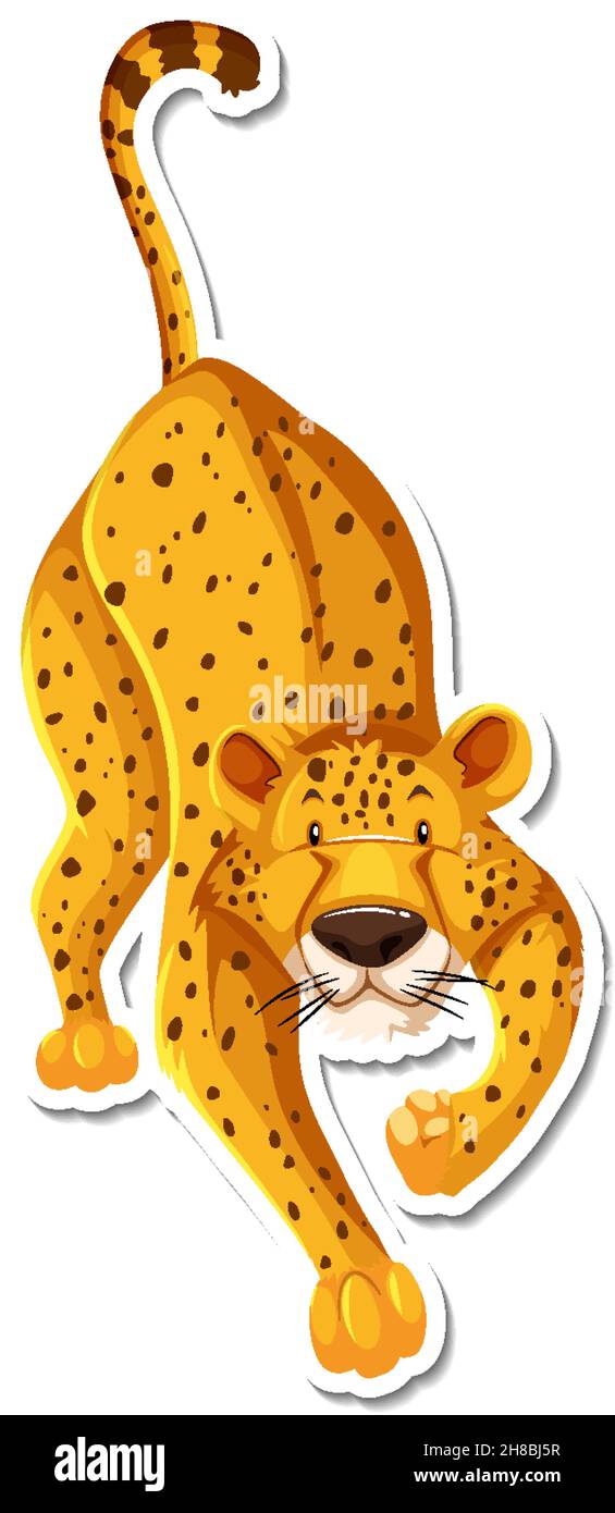 Cheetah cartoon character on white background illustration Stock Vector ...