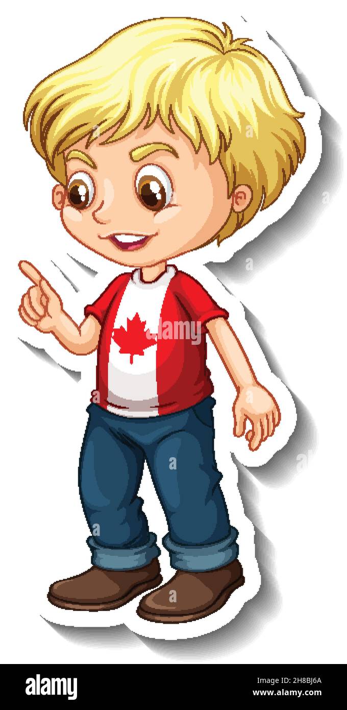 Blonde hair boy wears Canada flag t-shirt illustration Stock Vector ...