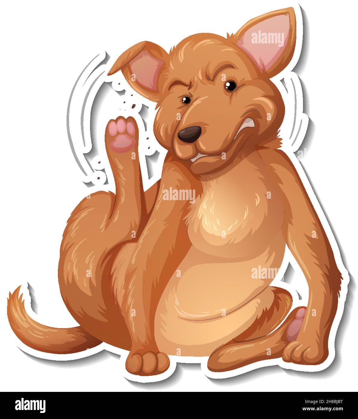 A sticker template of dog cartoon character illustration Stock Vector ...