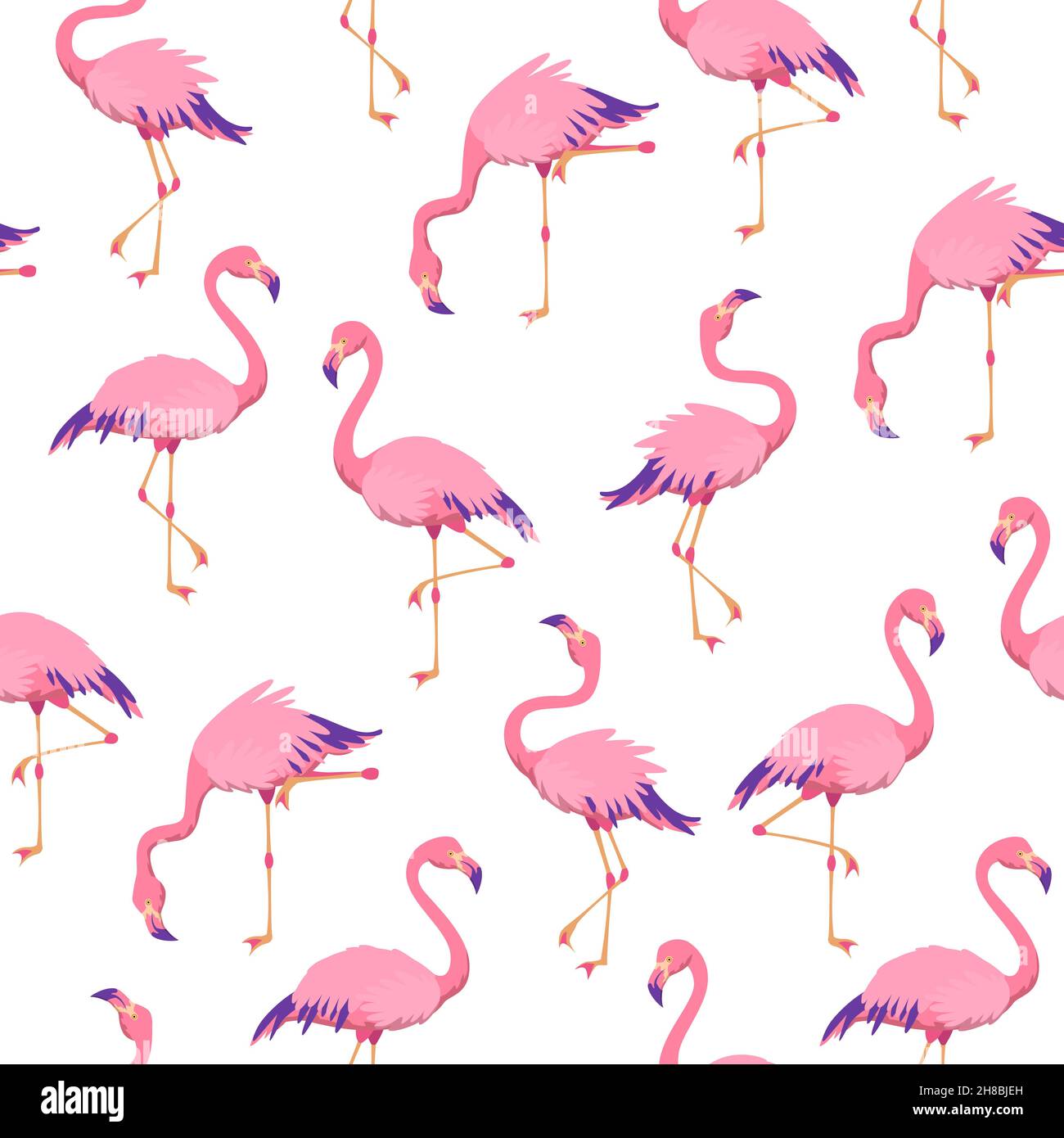 Pink flamingos pattern. Cute tropical birds, seamless flamingo hawaii ...