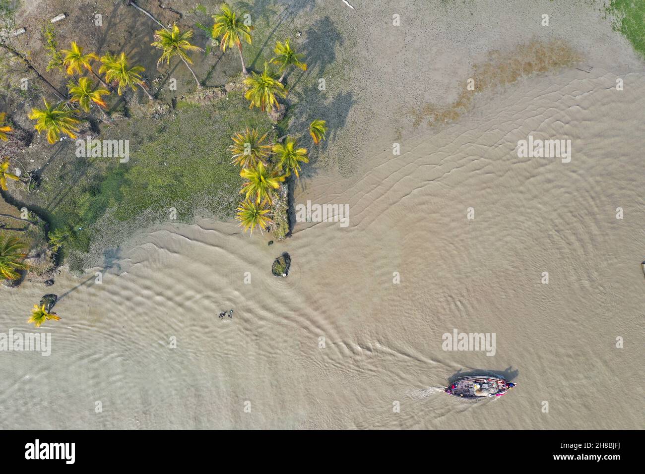 Aerial View of the bank of Meghna River at Char Fasson in Bhola ...