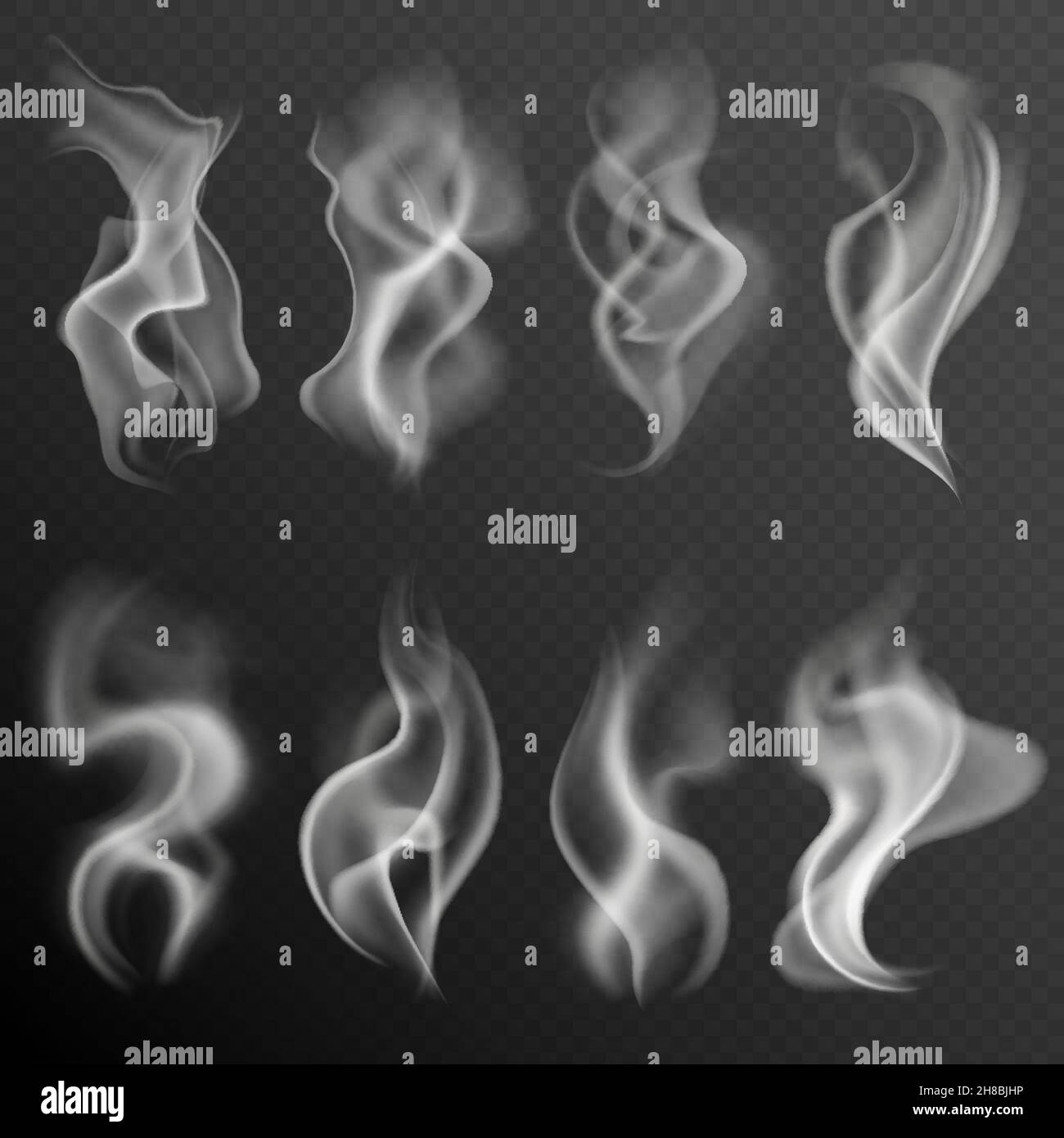 Realistic smoke. White food steam hookah hot tea coffee smoke texture ...