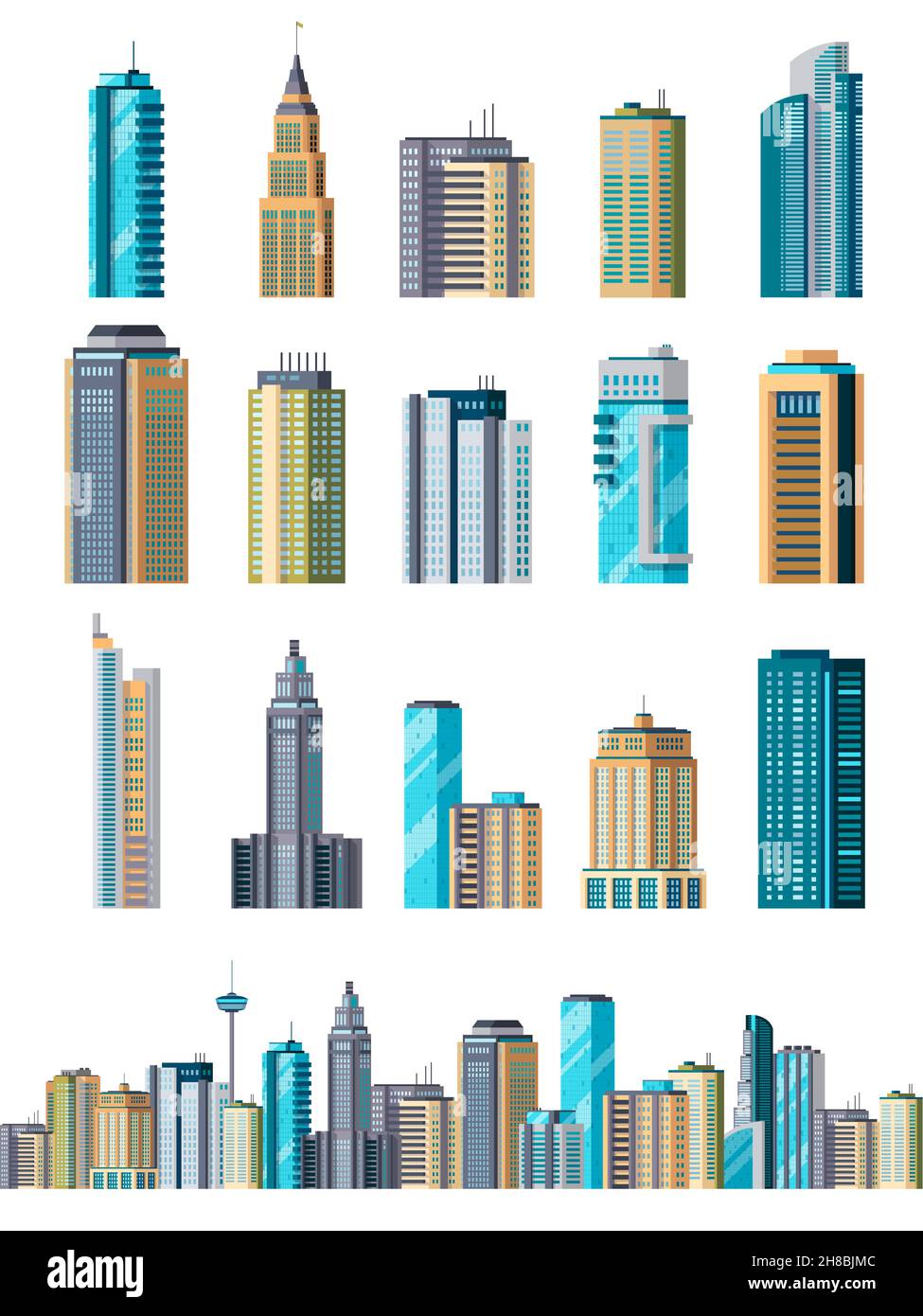 Skyscraper buildings. Modern building flat office city apartment, house ...